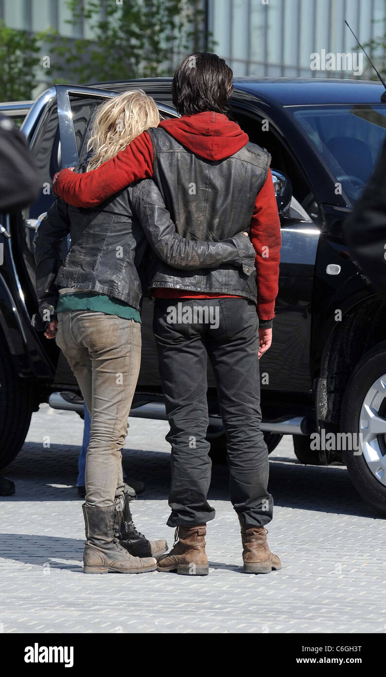 Hannah Spearritt and Andrew-Lee Potts on the set of the ITV sci-fi ...