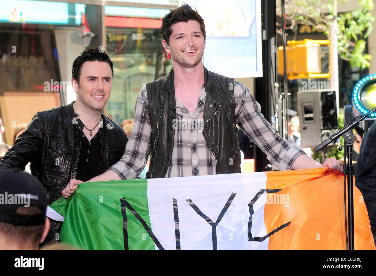 Glen Power and Danny O'Donoghue Irish rock band The Script perform as ...