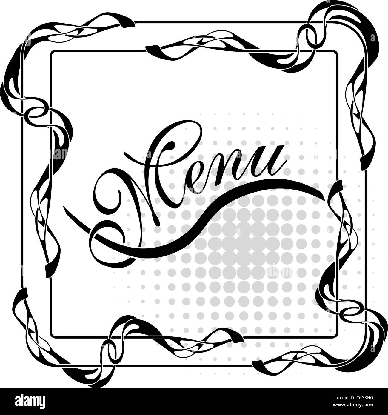 Classic restaurant menu cover design Black and White Stock Photos ...