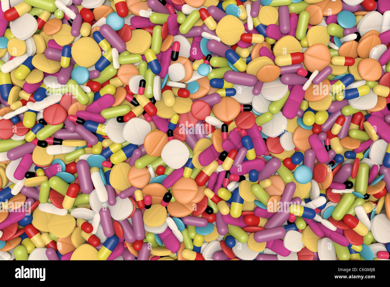 illustration of many multicolored pills Stock Photo - Alamy
