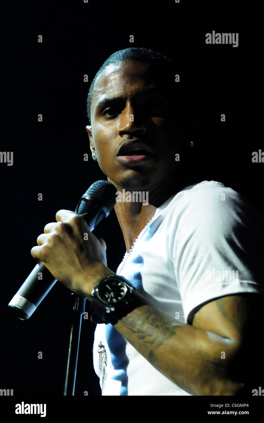 Trey Songz performing at the James L. Knight Center as part of the BSBG ...