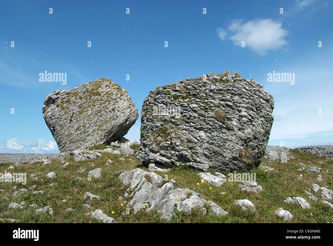 Limestone Glacial Erratic Boulders, Fanore, Co. Clare, Ireland Stock ...
