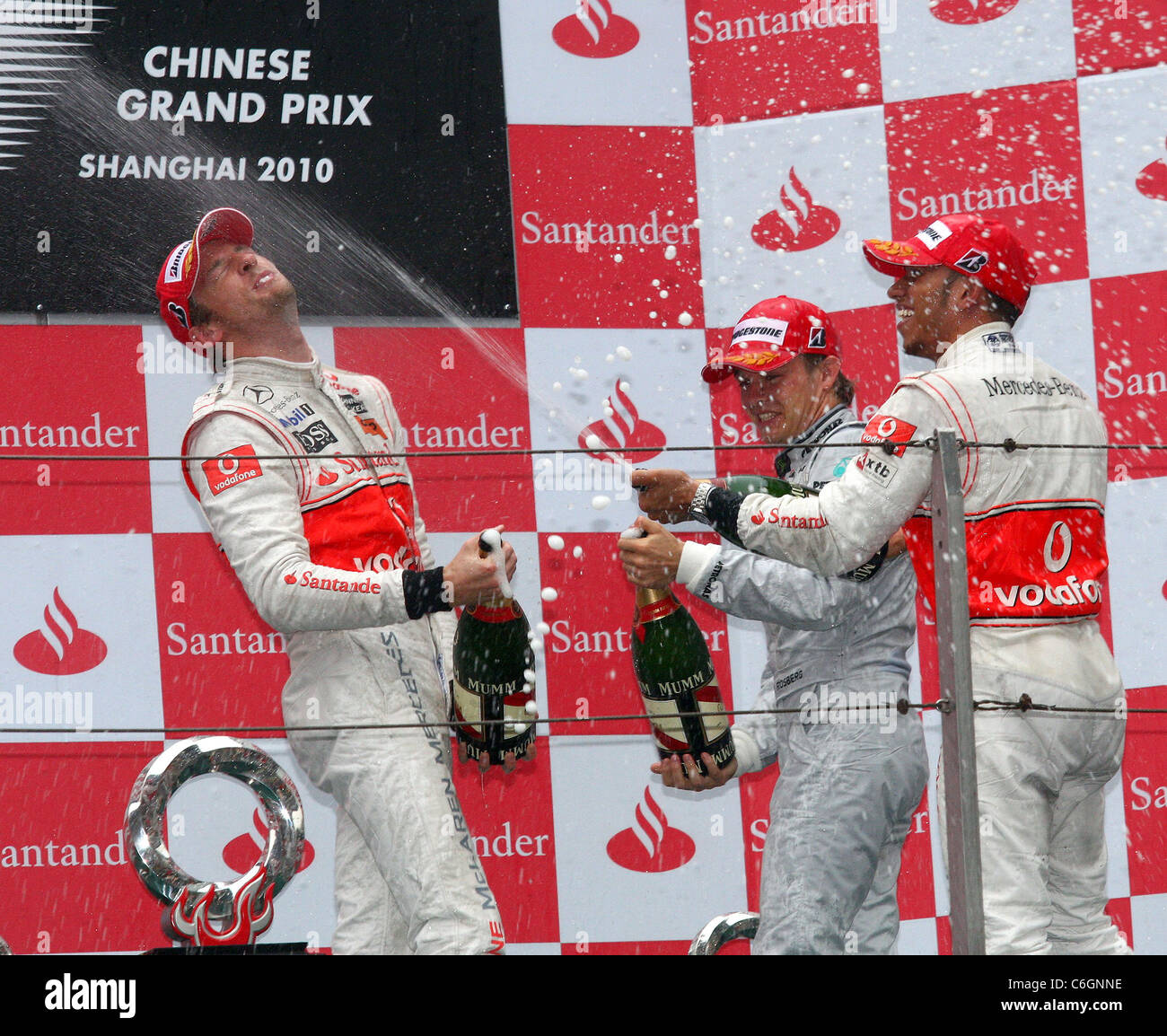 Jenson Button of Great Britain and McLaren Mercedes celebrates on the ...