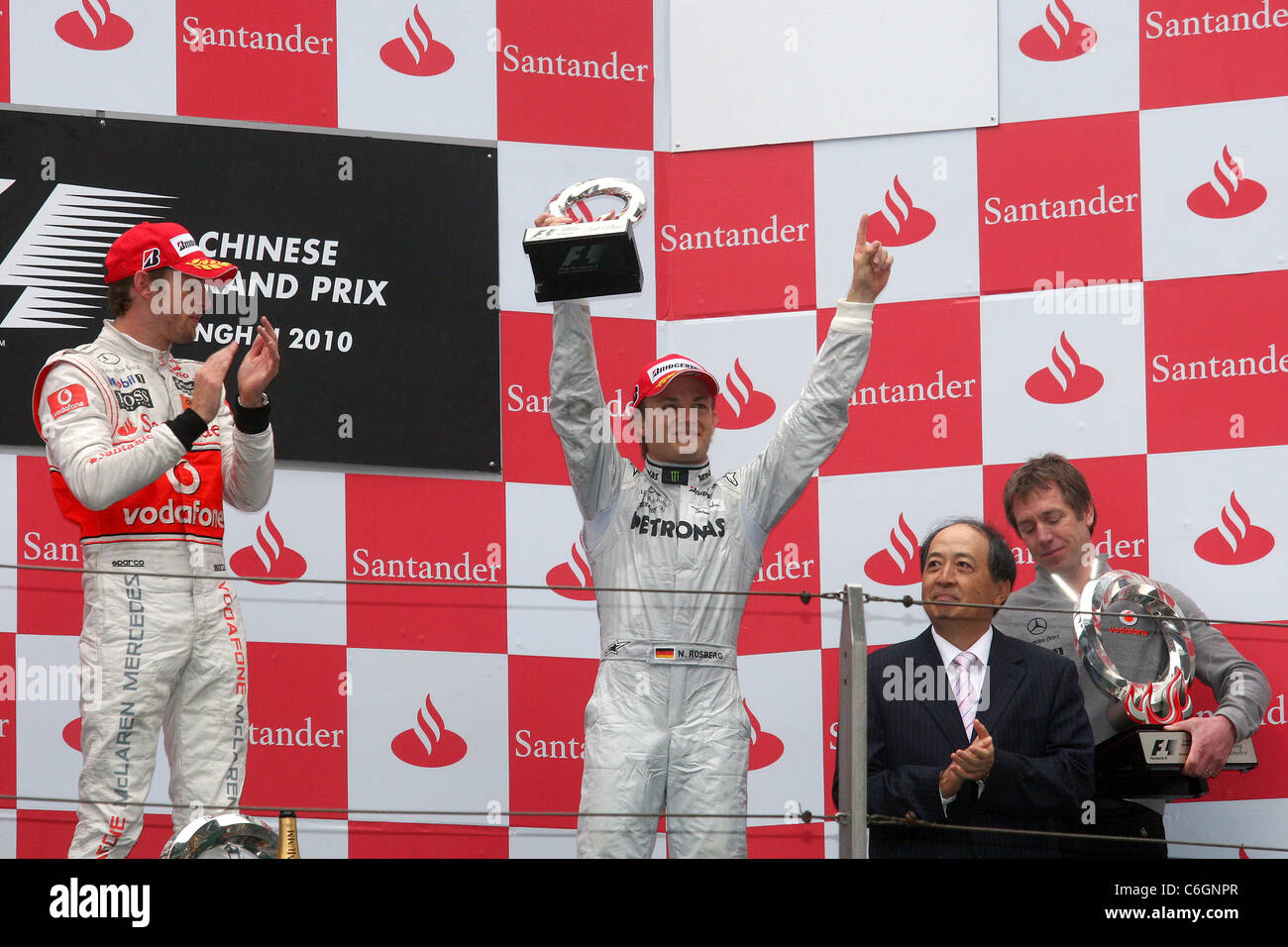 Jenson Button of Great Britain and McLaren Mercedes celebrates on the ...