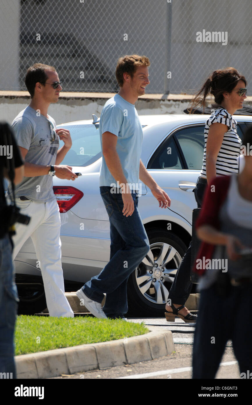 British Formula One driver Jenson Button on the set of a commercial ...