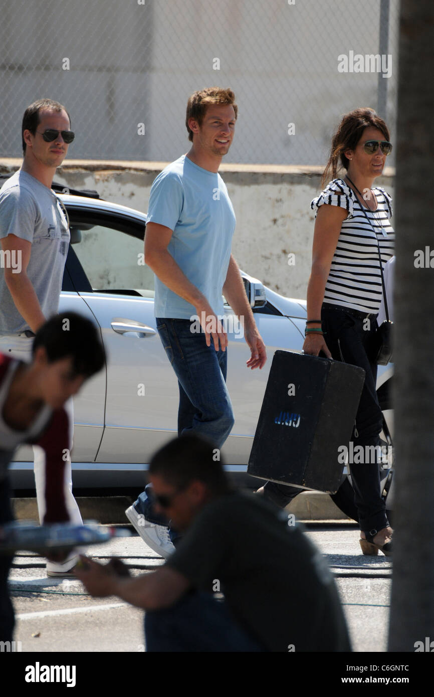 British Formula One driver Jenson Button on the set of a commercial ...