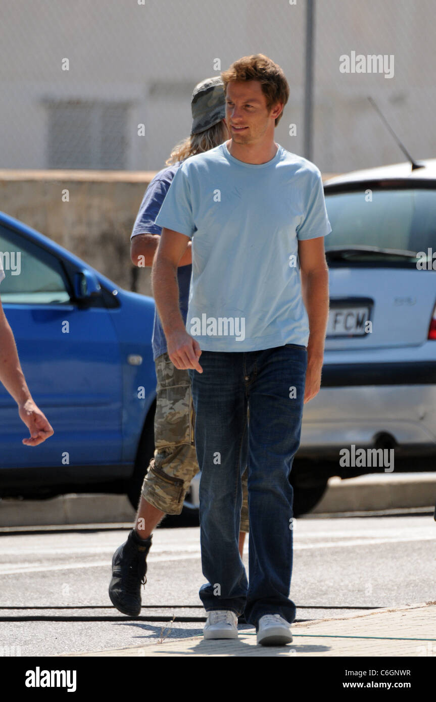 British Formula One driver Jenson Button on the set of a commercial ...
