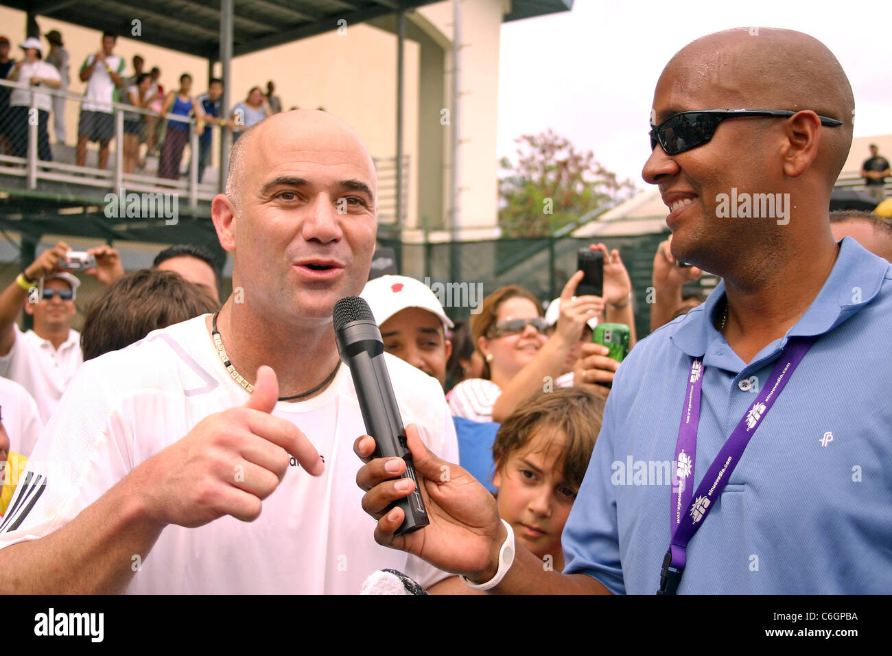 Retired US tennis champions Andre Agassi and Pete Sampras open a free ...