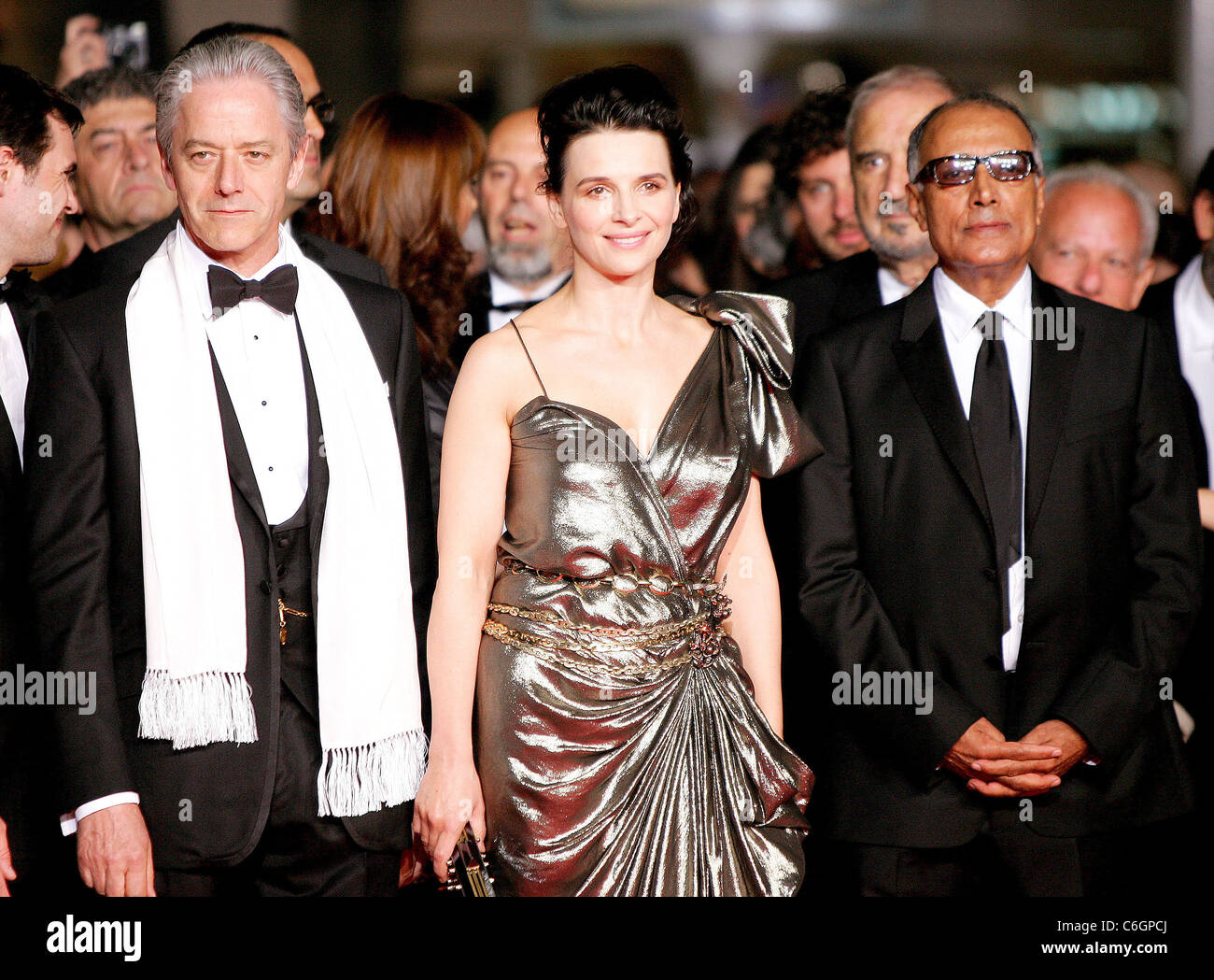 Juliette Binoche William Shimmel and Abbas Kiarostam arriving to 'Copie ...