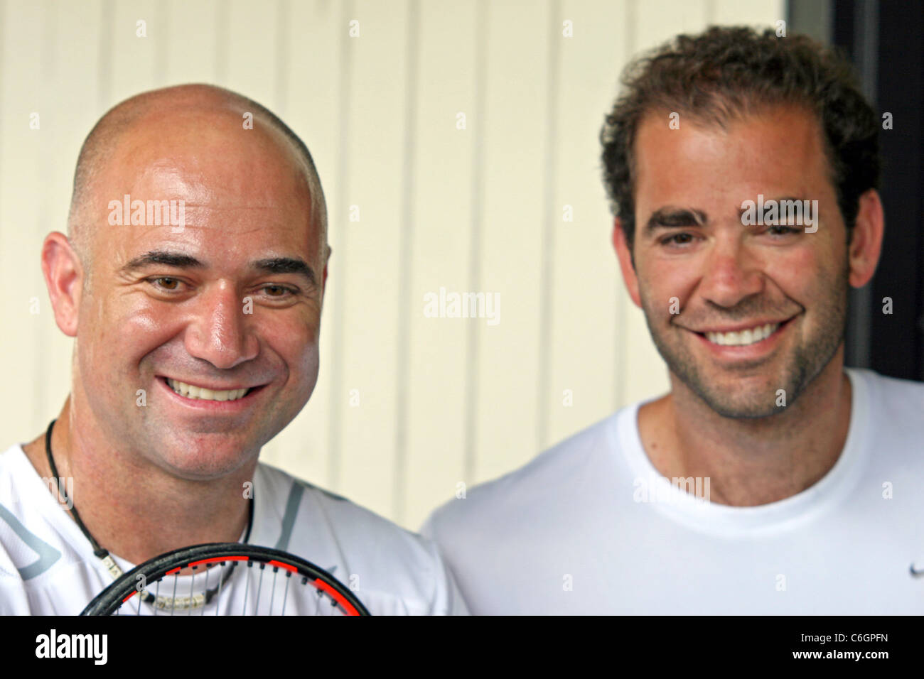 Retired US tennis champions Andre Agassi and Pete Sampras open a free ...