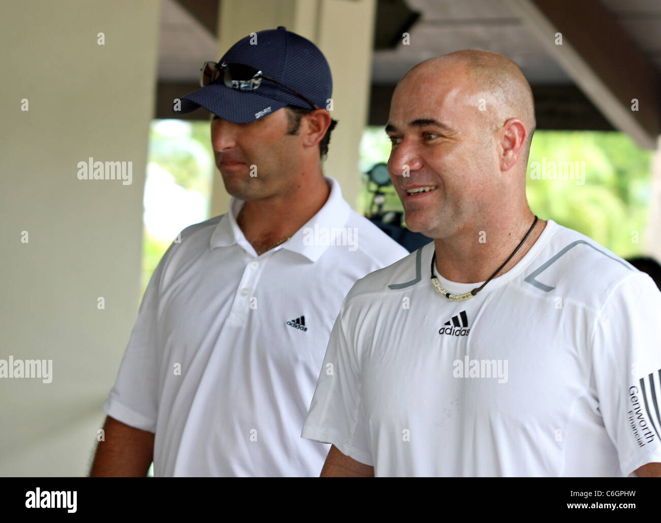 Retired US tennis champions Andre Agassi and Pete Sampras open a free ...