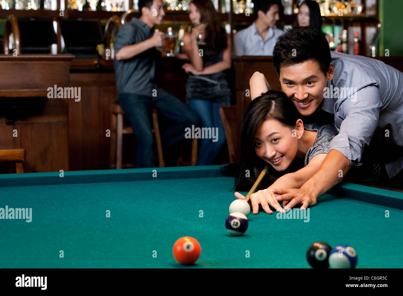 Couple Playing Pool Together Stock Photo - Alamy