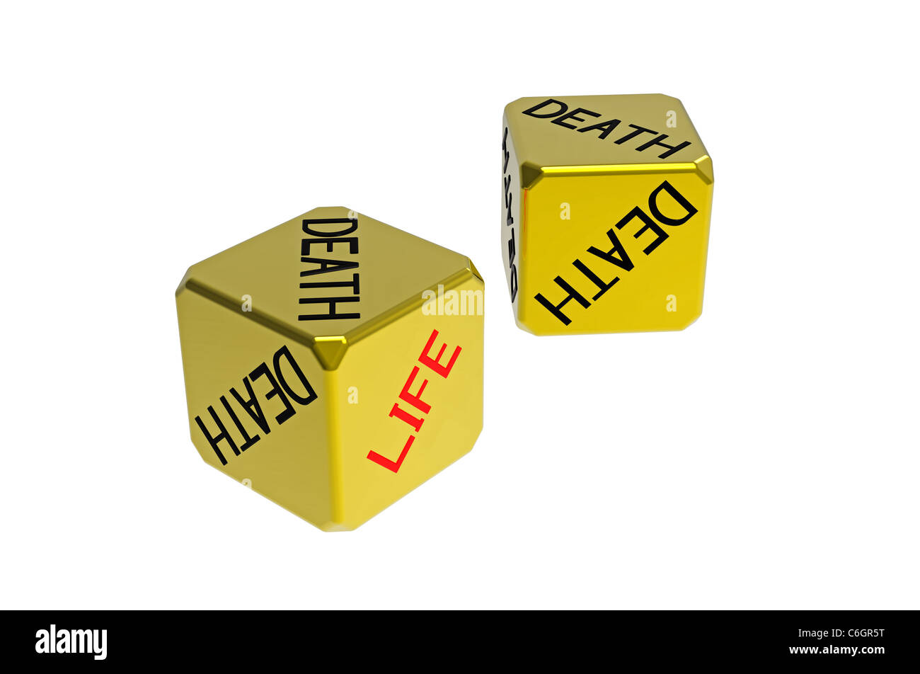 Two dices life death isolated on white 3d render Stock Photo - Alamy