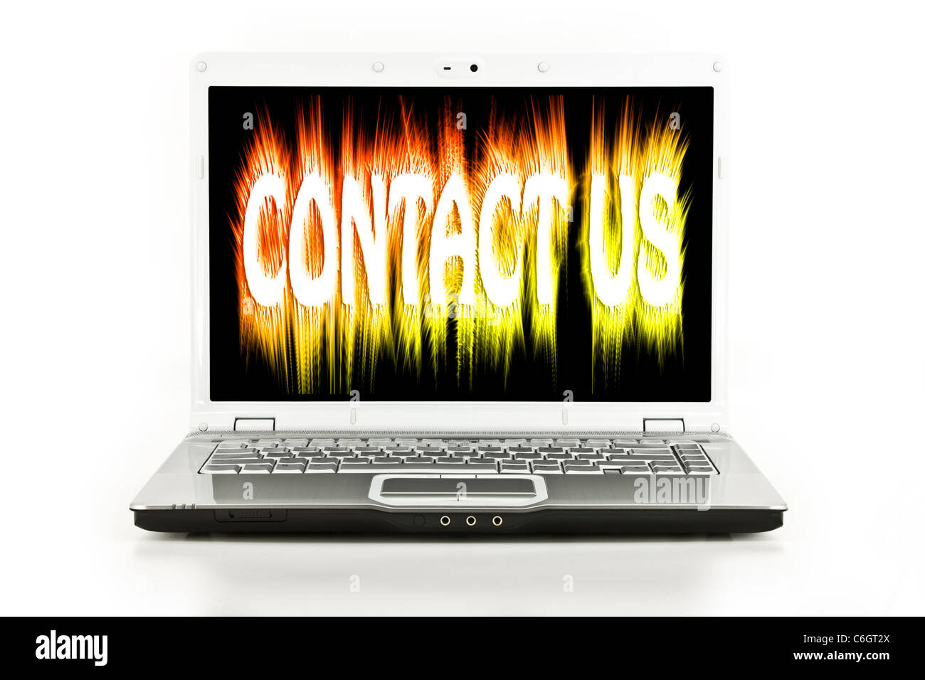 Contact Us message on a laptop / notebook screen isolated on white ...