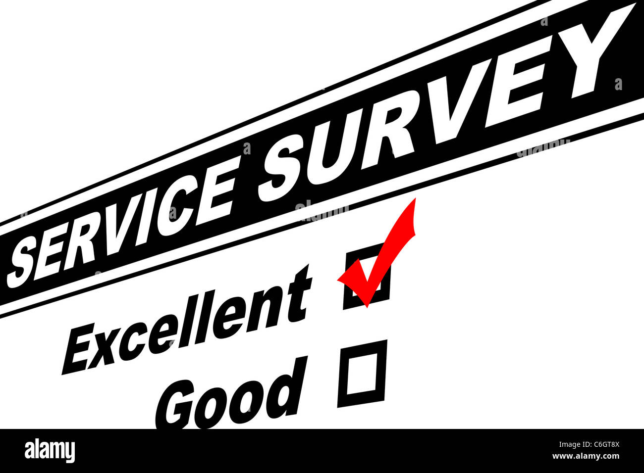 Customer service survey filled out with Excellent chosen isolated on ...