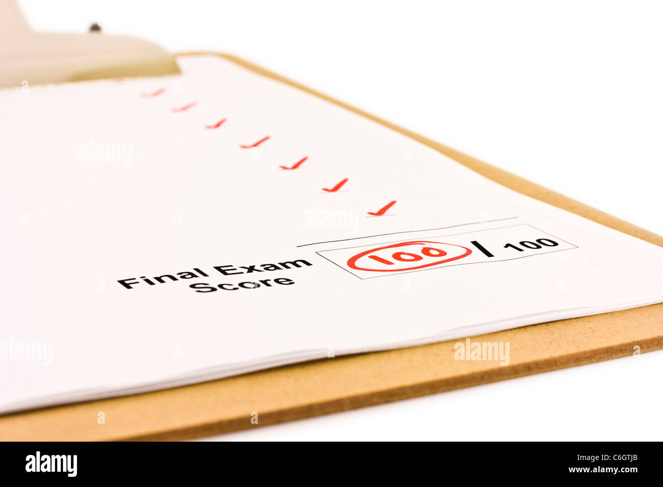 Final exam marked with 100% isolated on white Stock Photo - Alamy