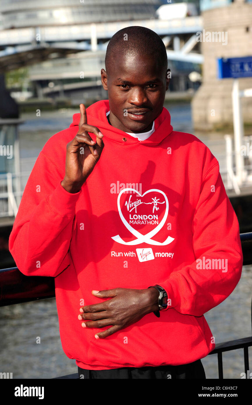 Samuel Wanjiru Photocall for the 2010 Virgin London Marathon outside the Tower Hotel London ...