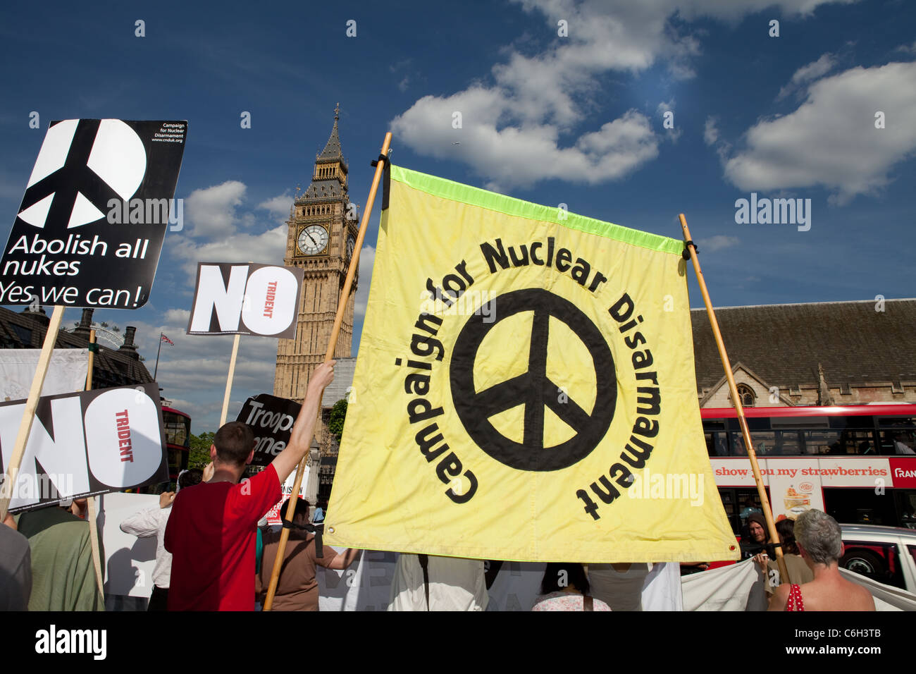 A protest on Parliament Square for budget day. People want less money ...