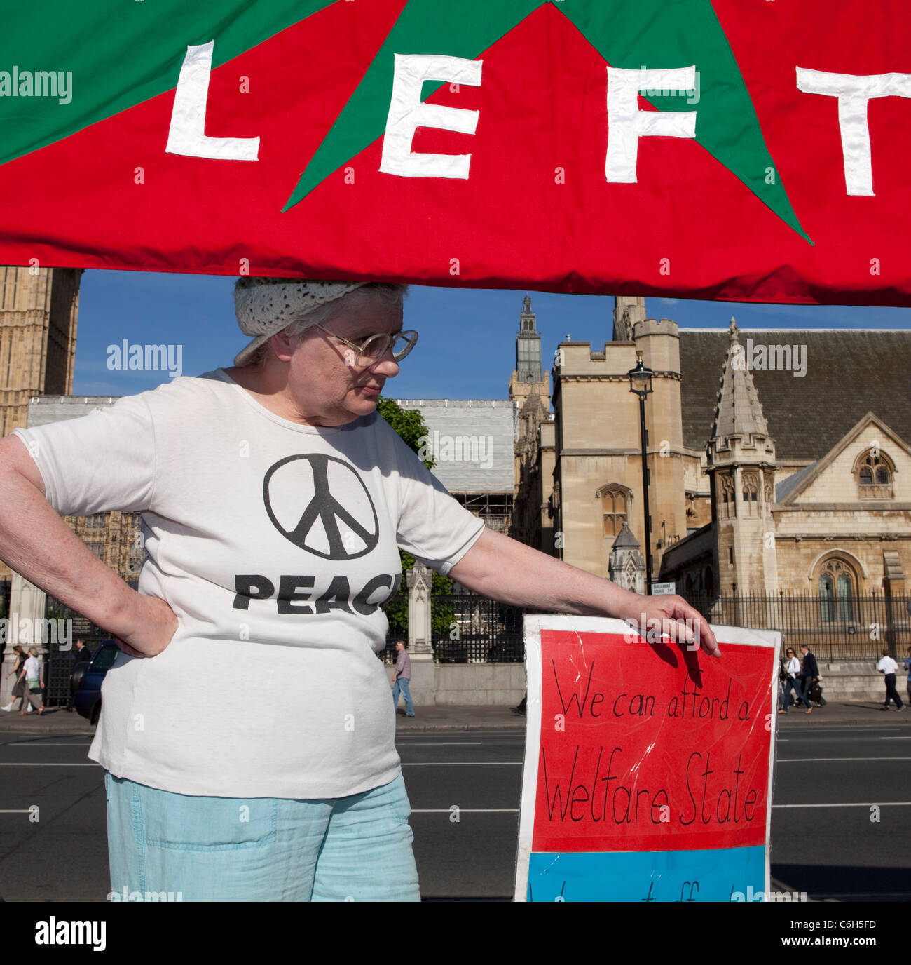 A protest on Parliament Square for budget day. People want less money ...