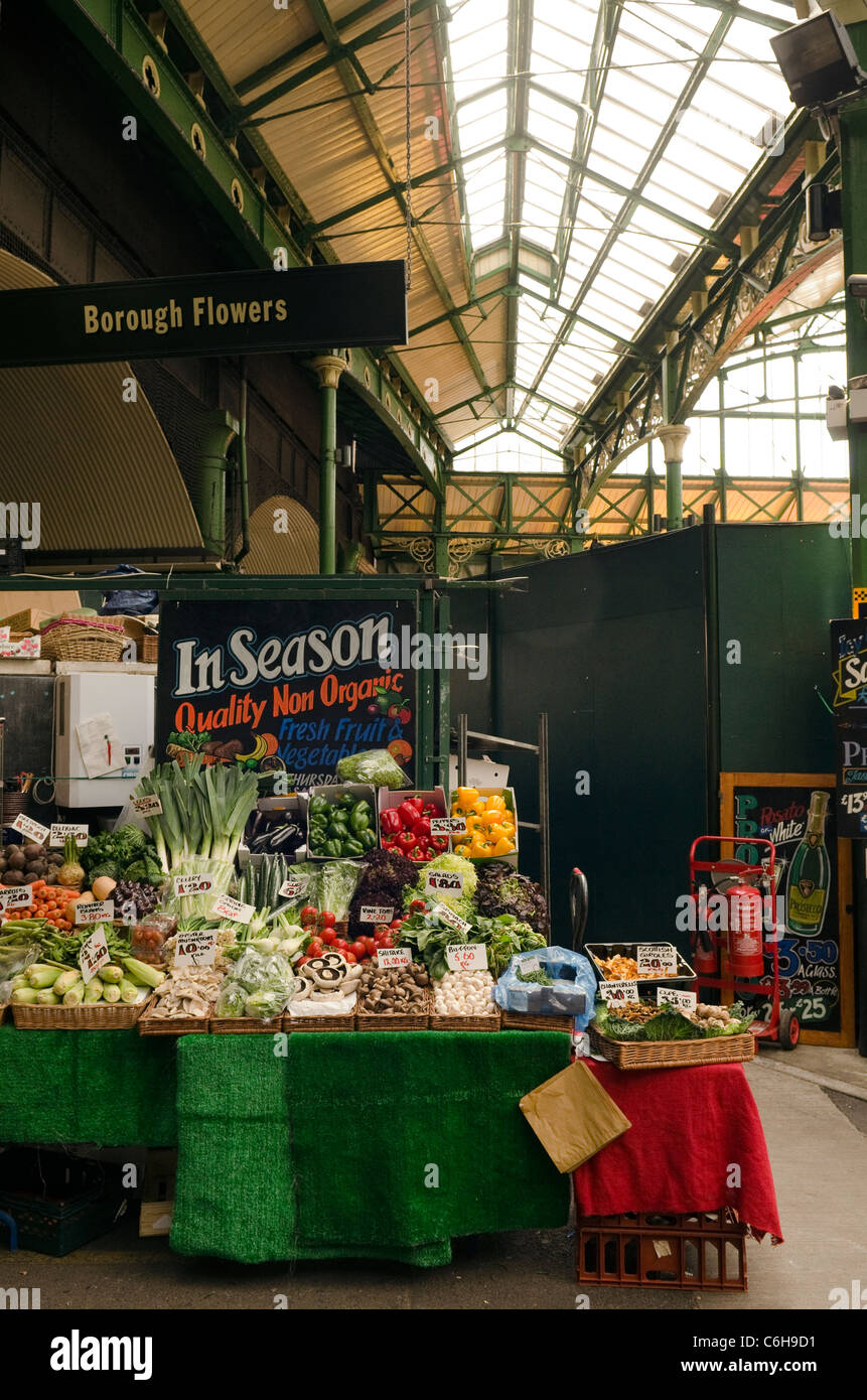 a fresh vegetable market stall at Borough Market Southwark London SE1 ...
