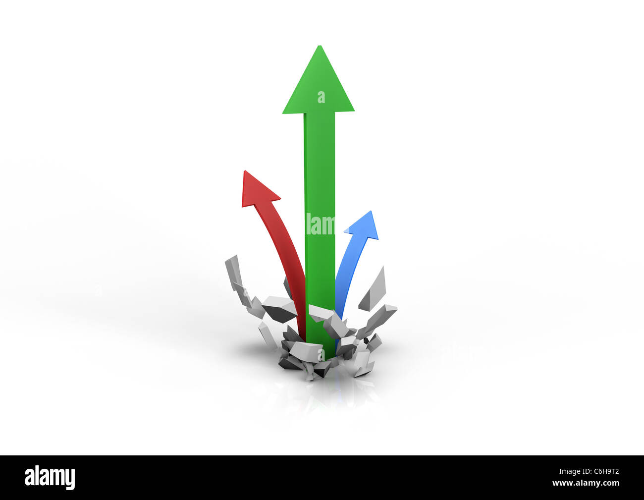 Arrows exploding from the ground Stock Photo - Alamy