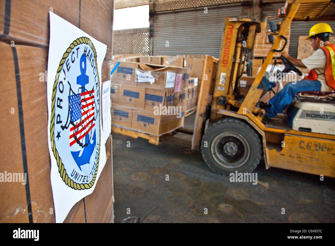 USAID distribution at the port in San Salvador, El Salvador Stock Photo ...