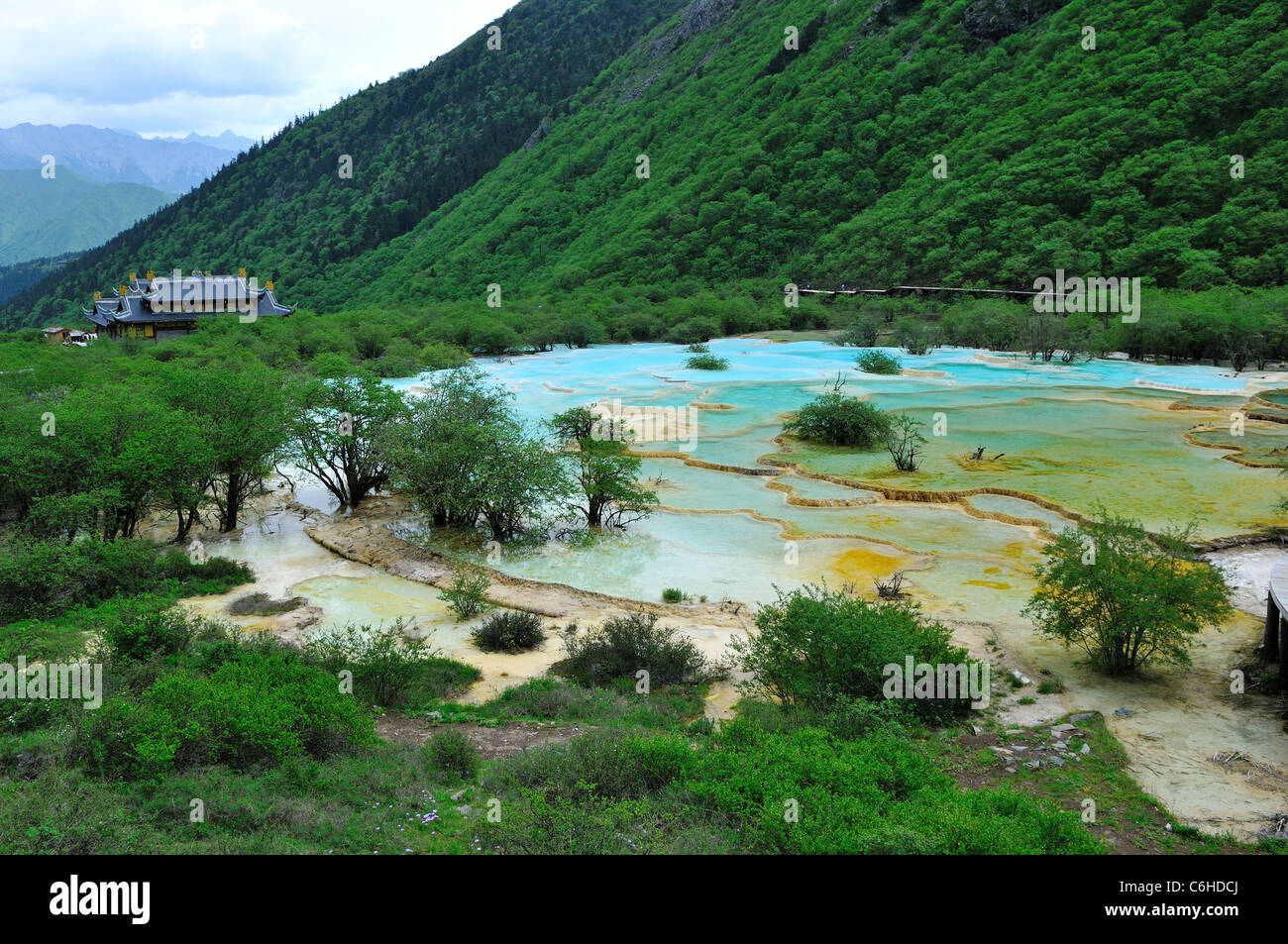Travertine pools of huanglong, china hi-res stock photography and ...
