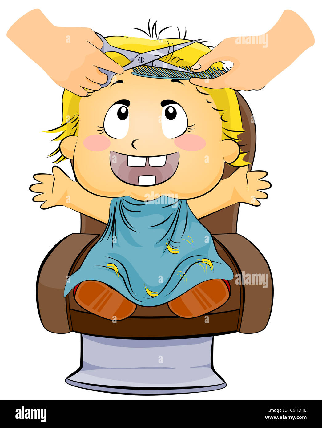 Illustration of a Little Boy Getting a Haircut Stock Photo - Alamy