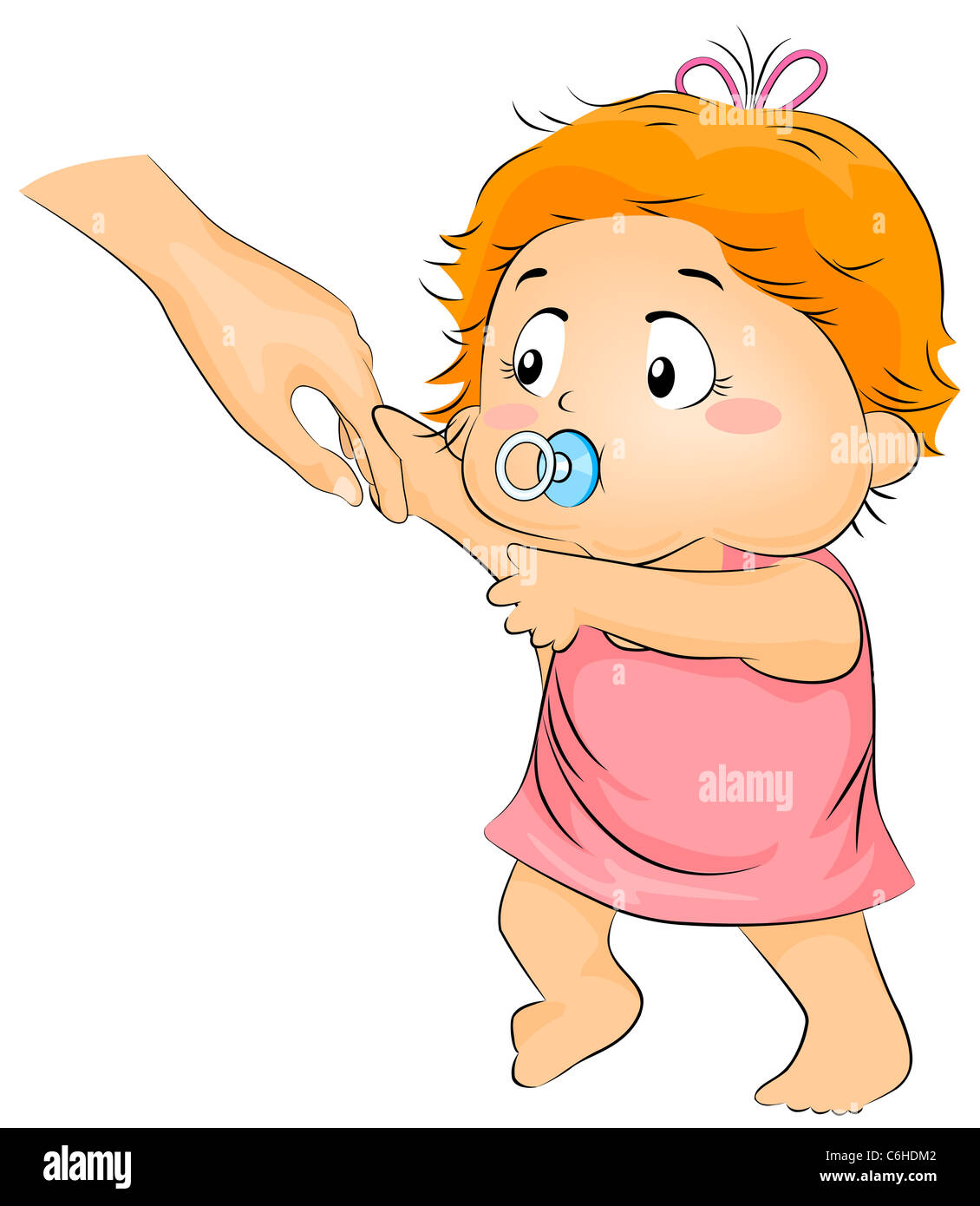 Illustration of a Baby Trying to Learn How to Walk Stock Photo - Alamy