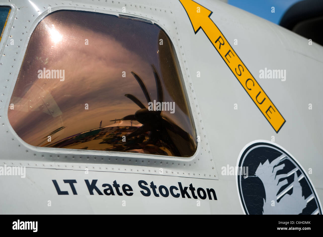 reflection in window of military aircraft Stock Photo - Alamy