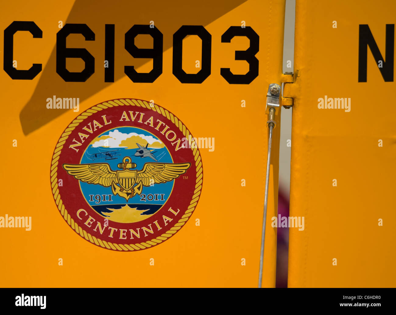 Naval aviation centennial logo symbol sign on fuselage of military ...