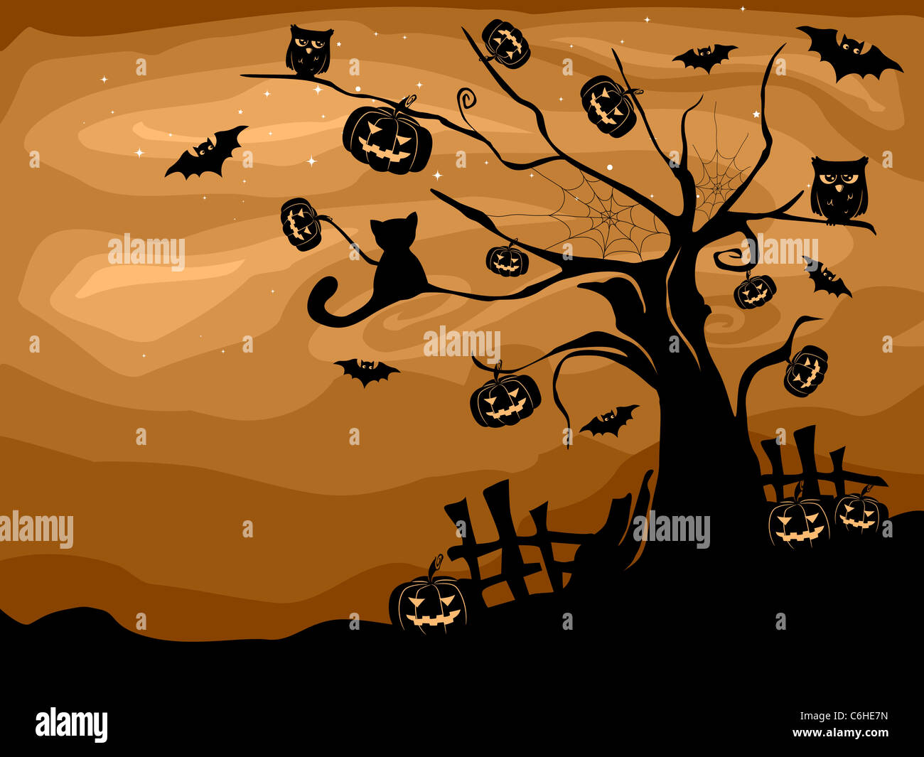 Owls tree illustration hi-res stock photography and images - Alamy