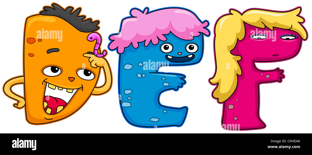 Illustration of Letters of the Alphabet Represented by Monsters (8 ...