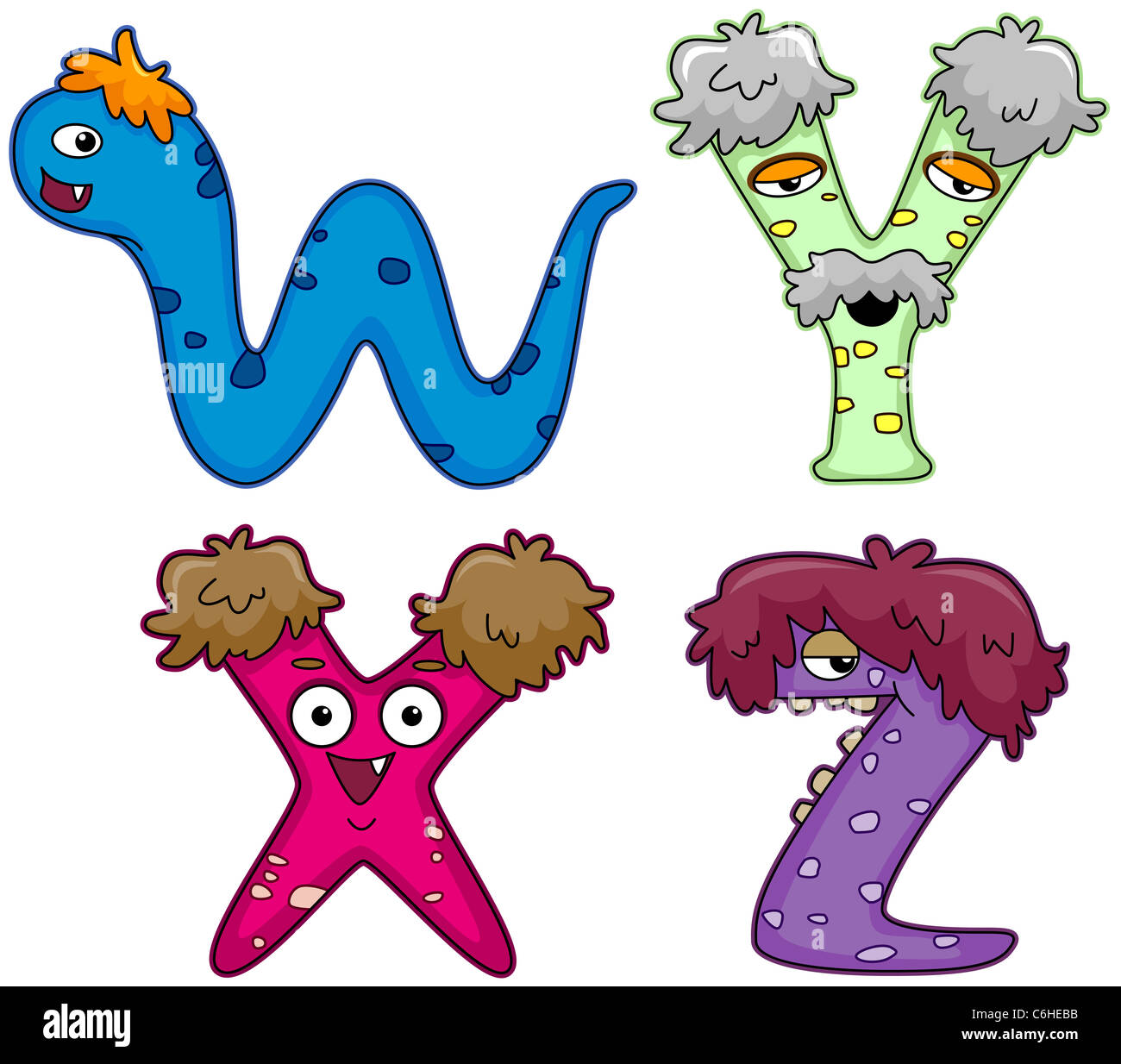 Illustration of Letters of the Alphabet Represented by Monsters (8 ...