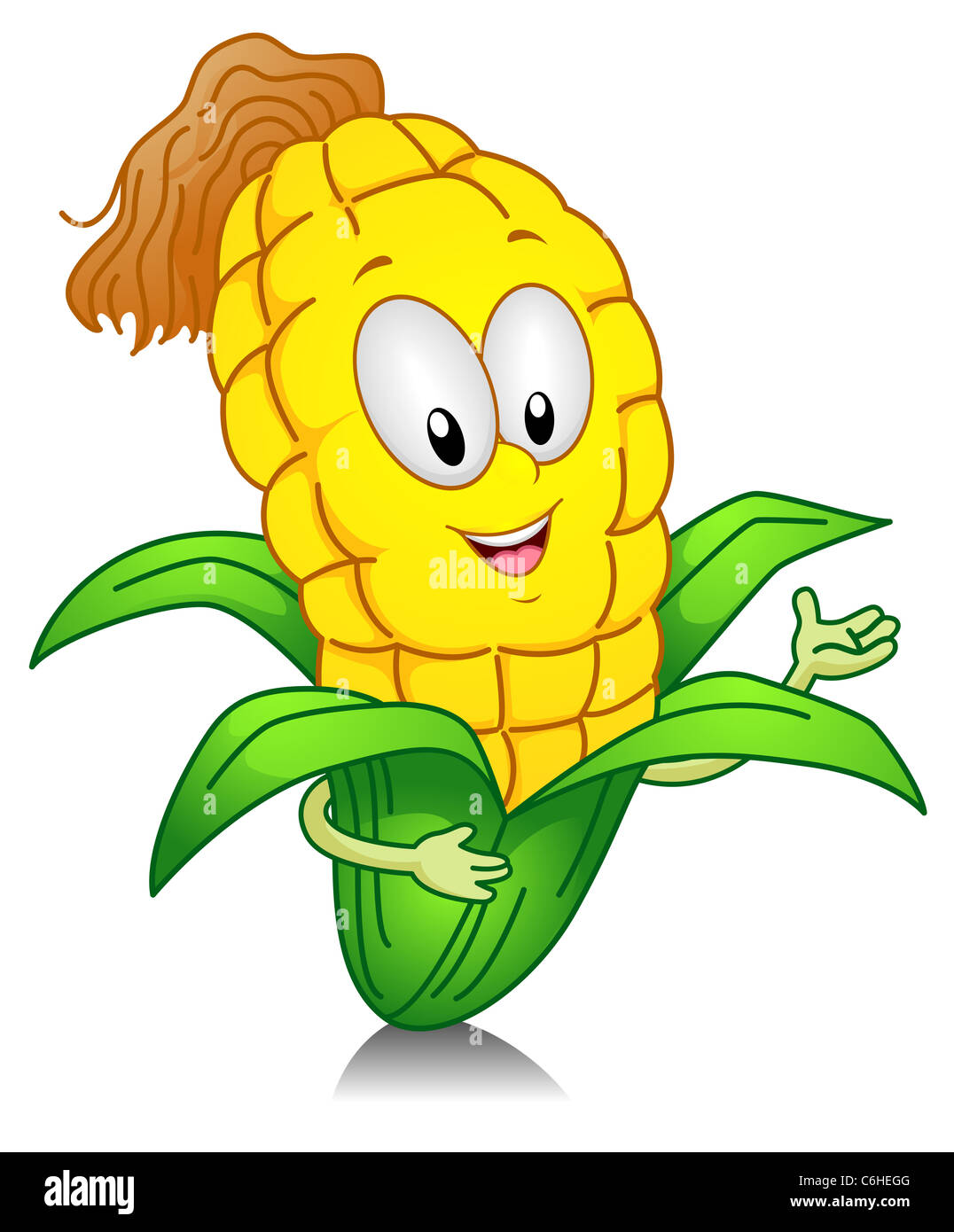 Illustration of a Sweet Corn Character Presenting Something Stock Photo ...