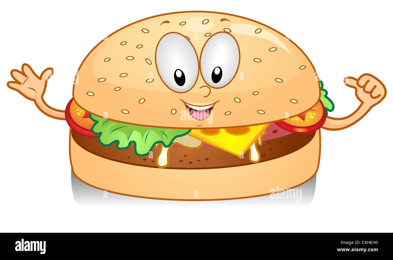 Illustration of a Cheeseburger Character Stock Photo - Alamy