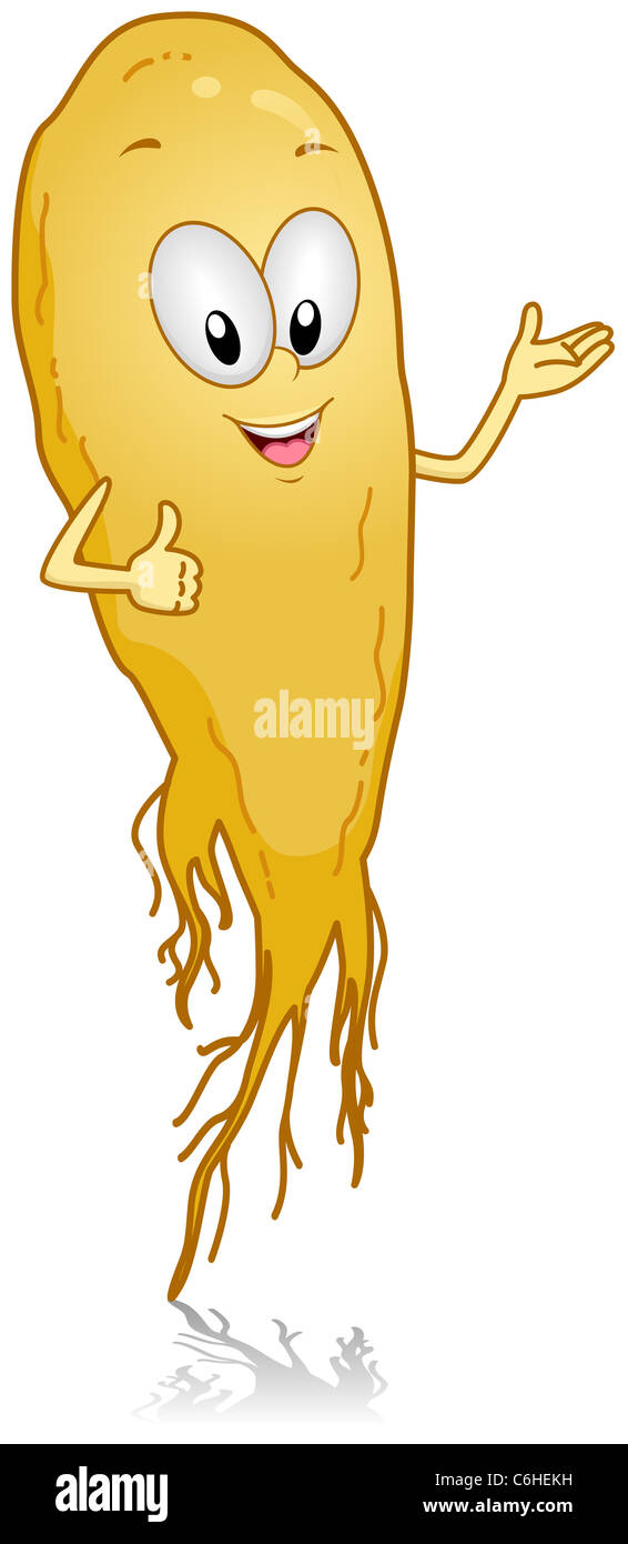 Illustration of a Ginseng Character Giving a Thumbs Up Stock Photo - Alamy