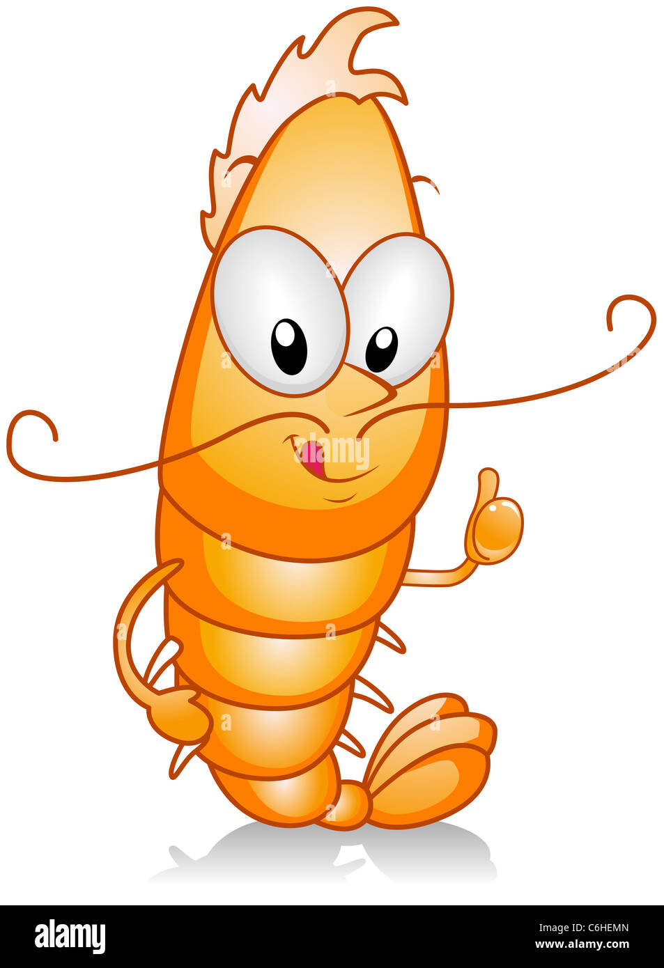 Illustration of a Shrimp Character Giving a Thumbs Up Stock Photo - Alamy