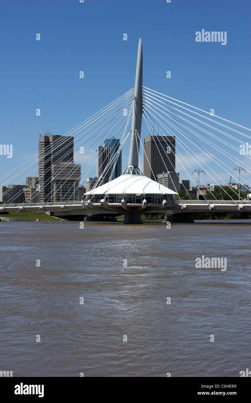 esplanade riel pedestrian bridge on the red river the forks Winnipeg ...