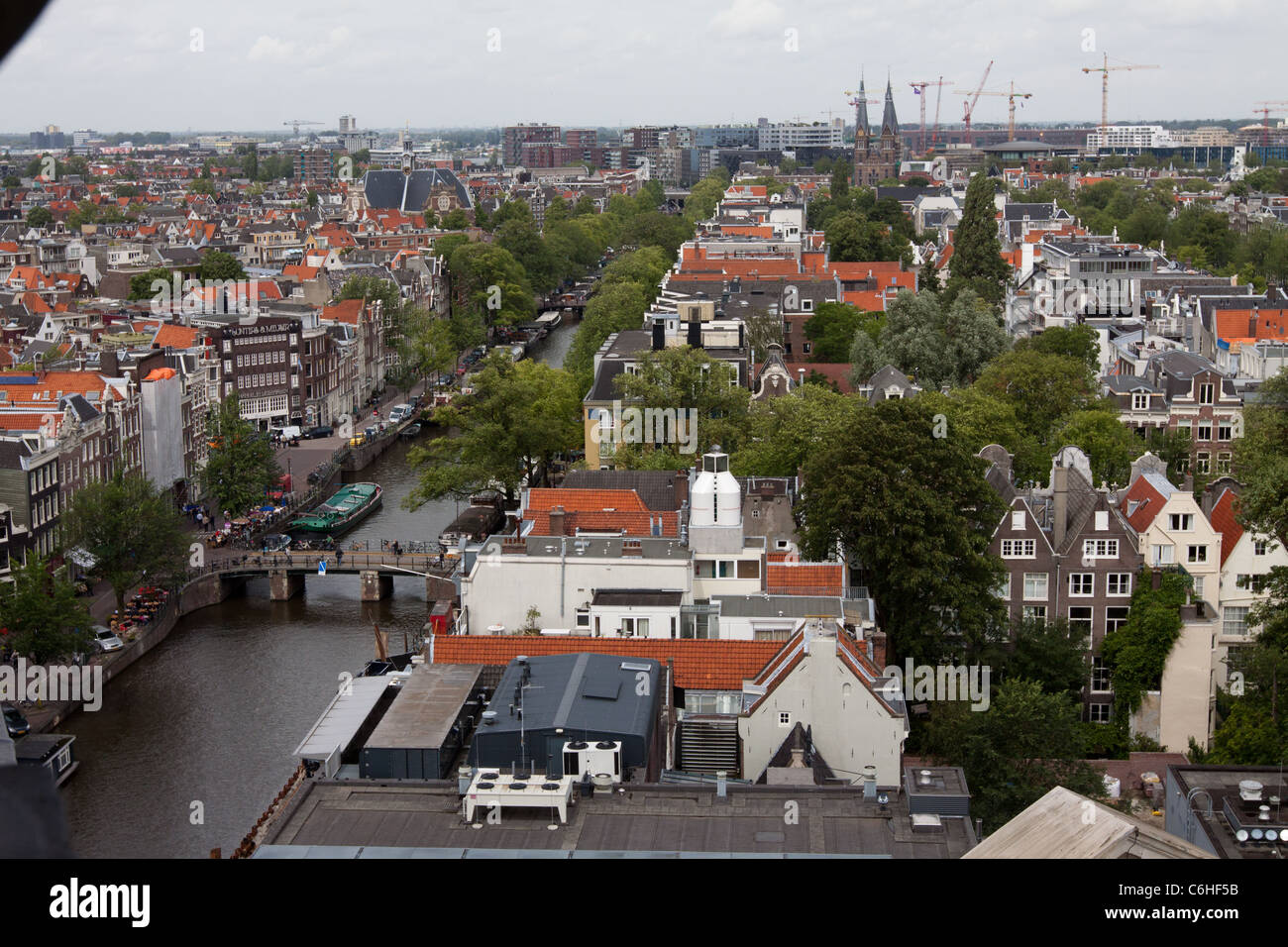 Aerial view of Amsterdam City from the top of Westerkerk Stock Photo ...