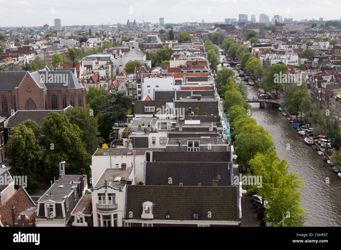 Aerial view of Amsterdam City from the top of Westerkerk Stock Photo ...