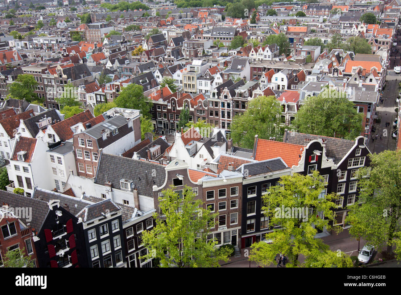 Aerial view of Amsterdam City from the top of Westerkerk Stock Photo ...