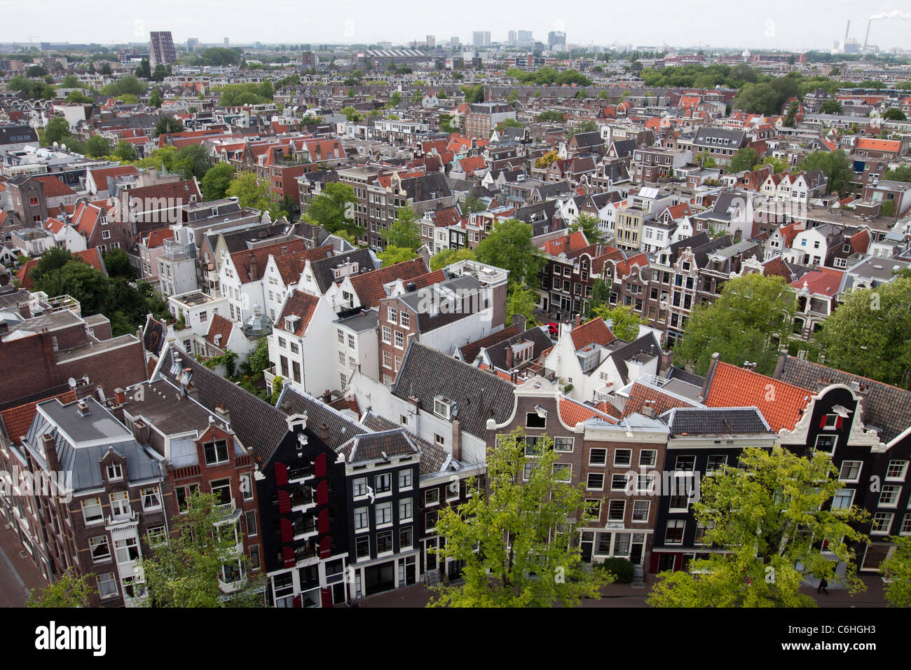Aerial view of Amsterdam City from the top of Westerkerk Stock Photo ...