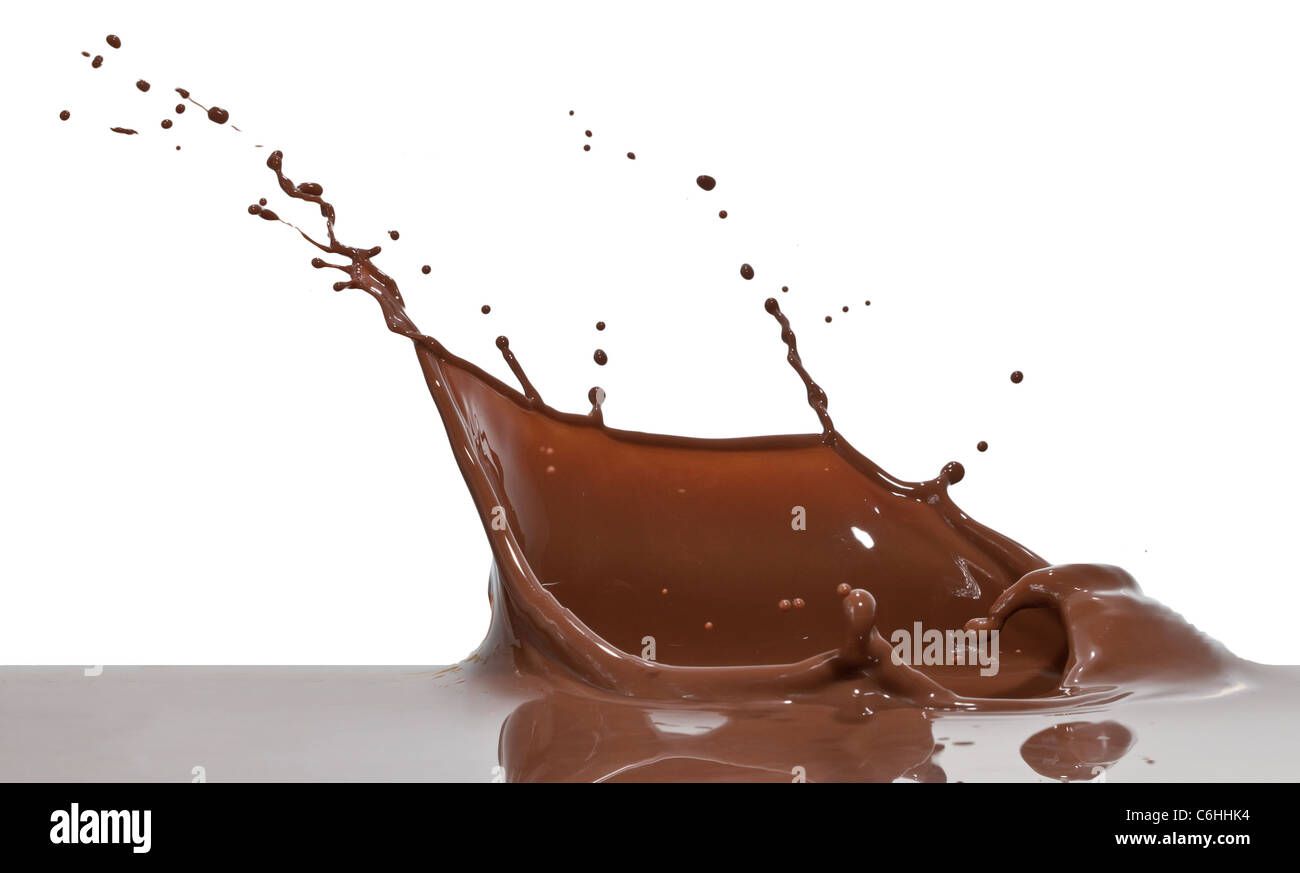chocolate splash closeup isolated on white background Stock Photo - Alamy