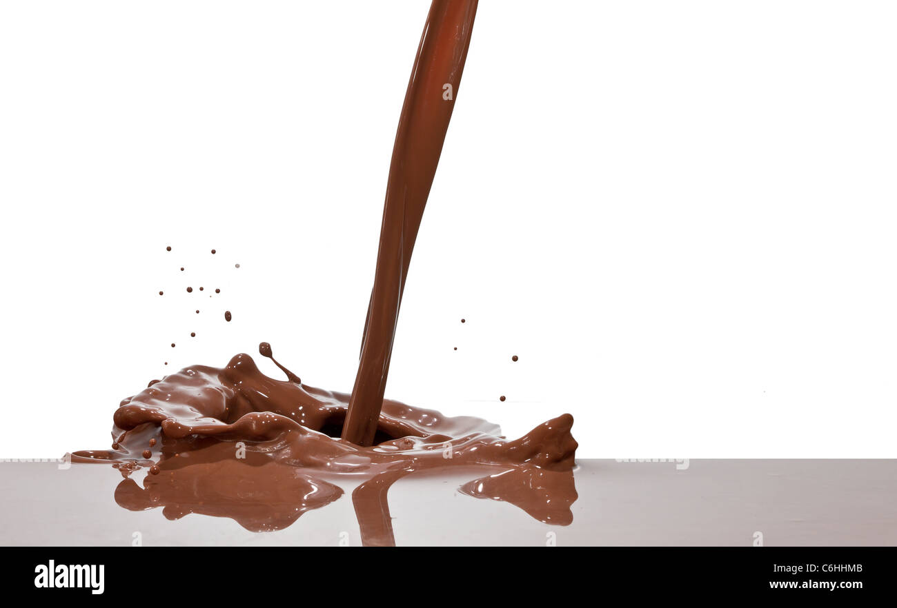 chocolate splash closeup isolated on white background Stock Photo - Alamy