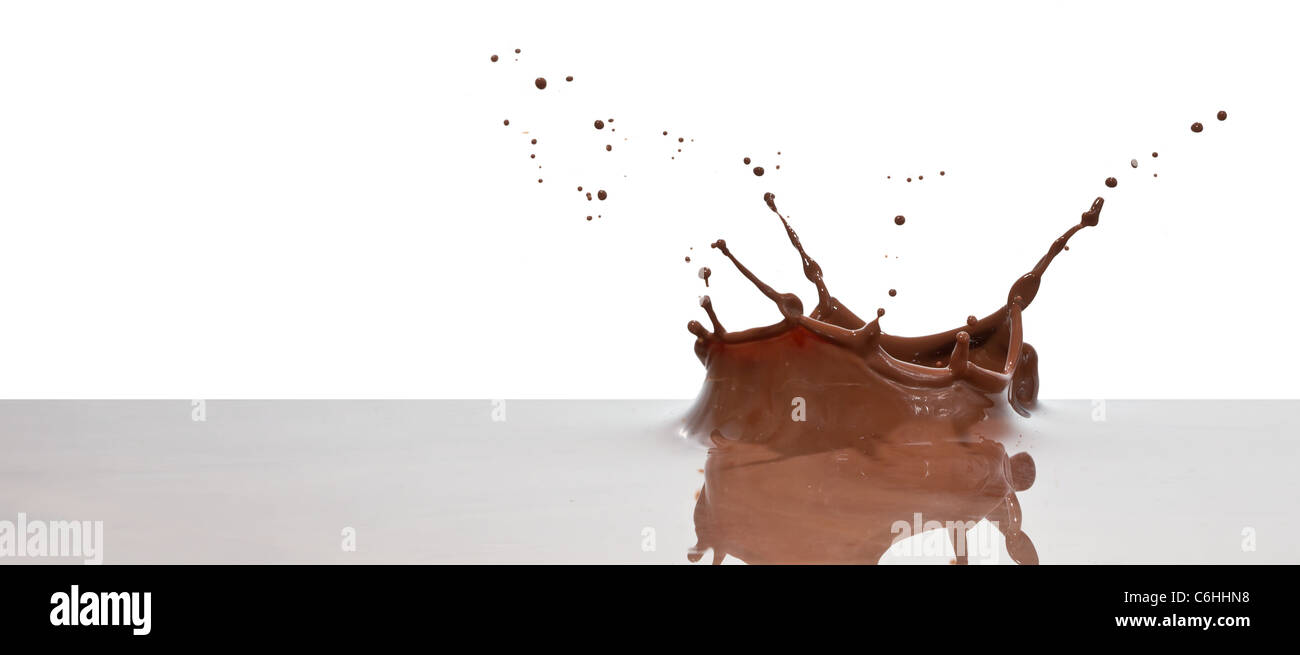 chocolate splash closeup isolated on white background Stock Photo - Alamy