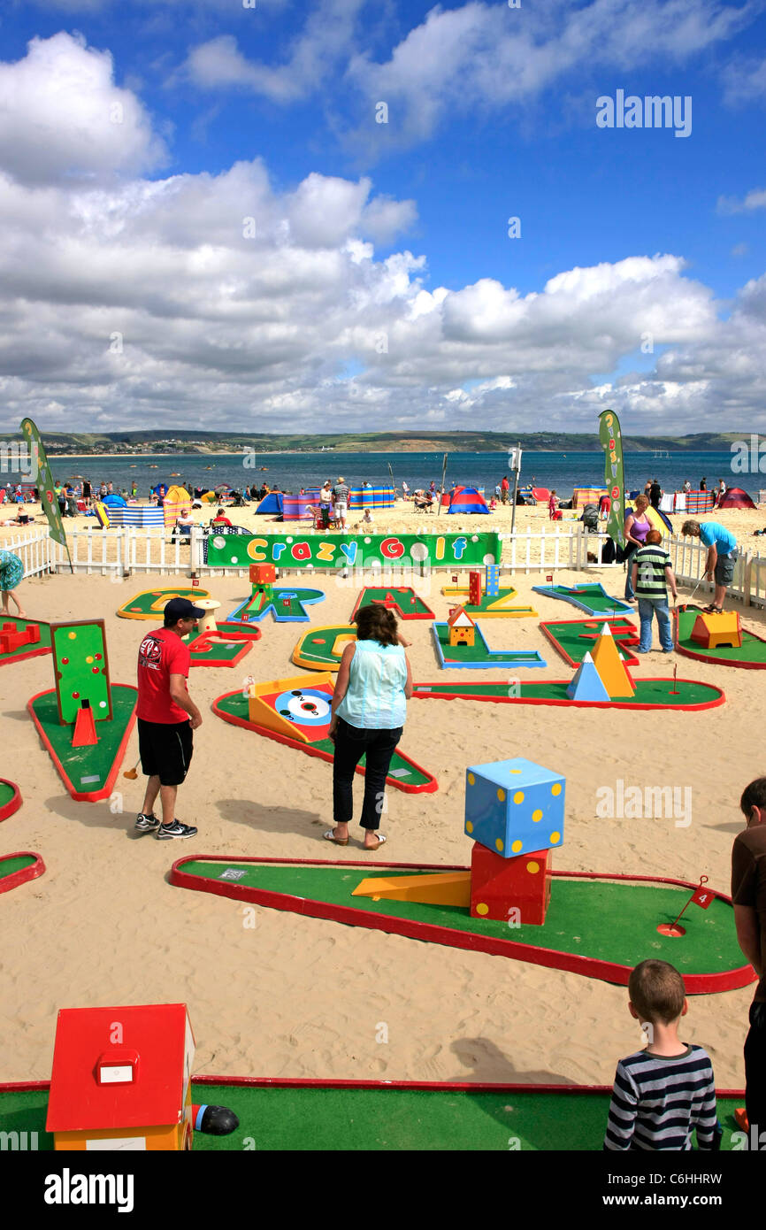 Traditional English seaside fun - Crazy Golf on Weymouth Beach Dorset ...