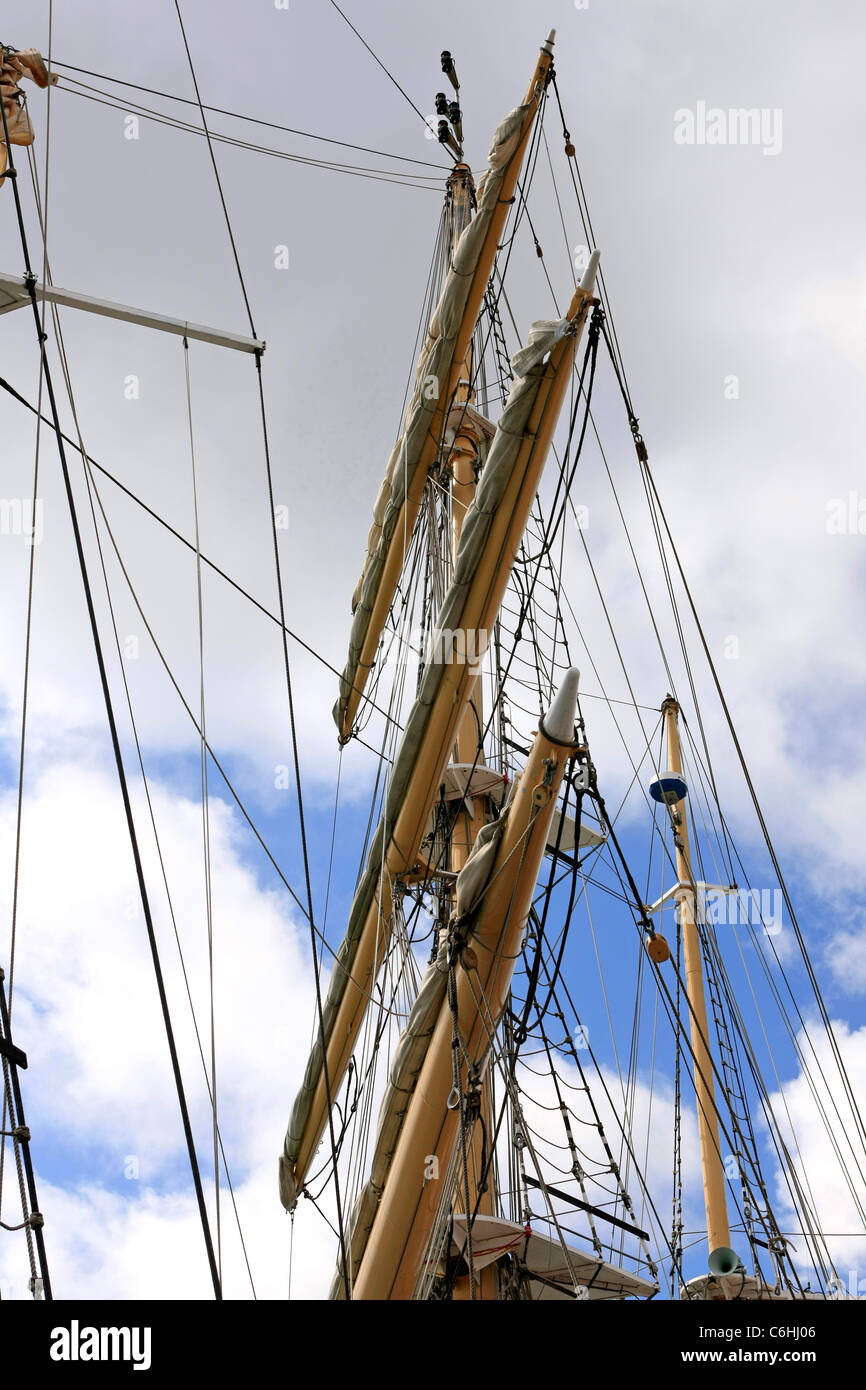 The main mast of the Pelican ship in Weymouth Harbour Dorset Stock ...
