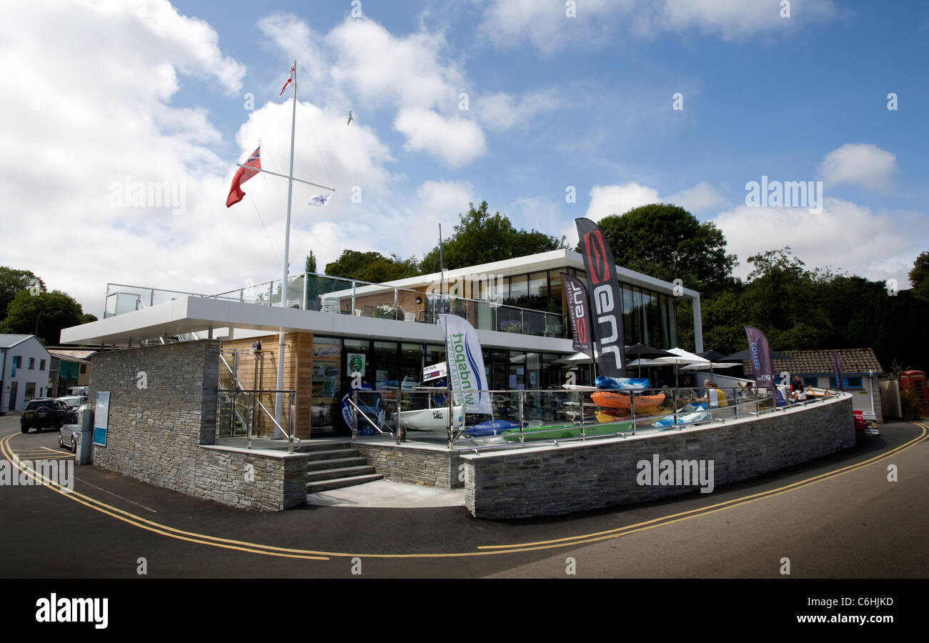 The new restaurant and club house at Mylor yacht harbour Stock Photo ...