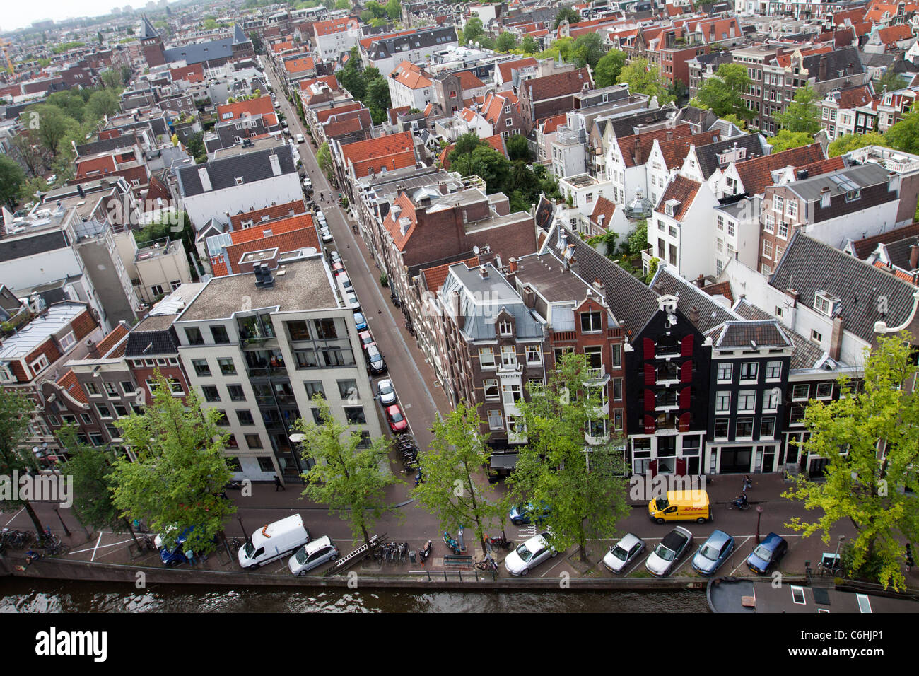 Aerial view of Amsterdam City from the top of Westerkerk Stock Photo ...